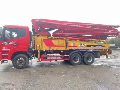 China Semi-Dry Shotcrete Type Red Truck Mounted Pump 47m Concrete Boom Pump for Residential for sale