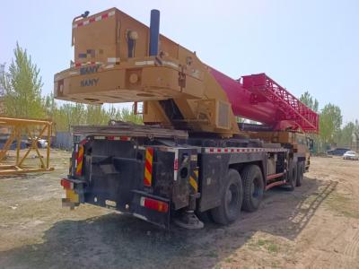 중국 80 톤 직급 이동 트럭 크레인 50 미터 최대 작업 높이 노란색과 빨간색 판매용