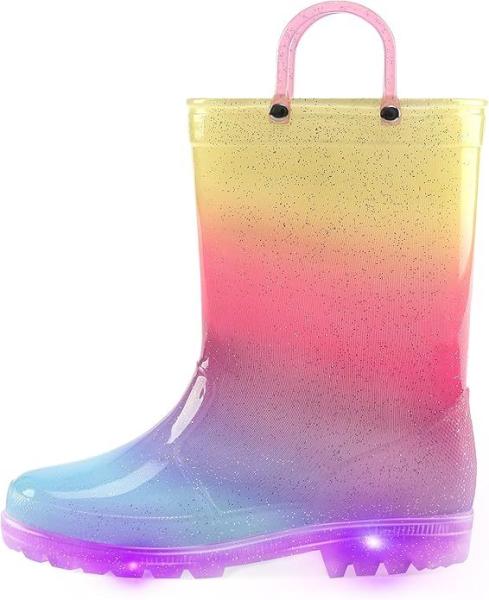 Quality Functional Pvc Light Up Kids Rain Boots With Handles OEM Logo Size for sale