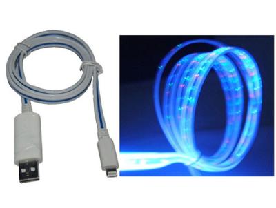 China Clear Flat Glowing in Multicolor Optical USB Cable for iphone5 for sale