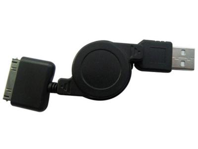 China Black Retractable Cable USB2.0 AM to 30 pin Apple Connector Cable for sale