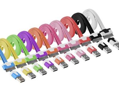 China Colorful Flat Cable USB2.0 AM to 30 pin Apple Connector for sale