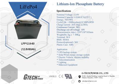 Cina sistema profondo di Ion Battery For UPS del litio del ciclo 12,8 V di sicurezza 60Ah in vendita