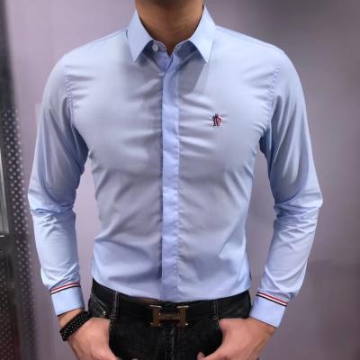 China Top Quality Moncler self-cultivation shirt With Logo Pattern Men Long Sleeve Shirts Mercerized Cotton Casual CLS007 for sale