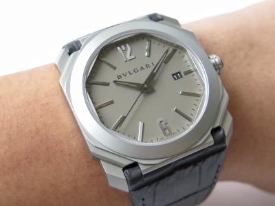 China Bvlgari Octo Solotempo Automatic SS/LE Gray JLF Miyota 9015 - BVG001A for sale