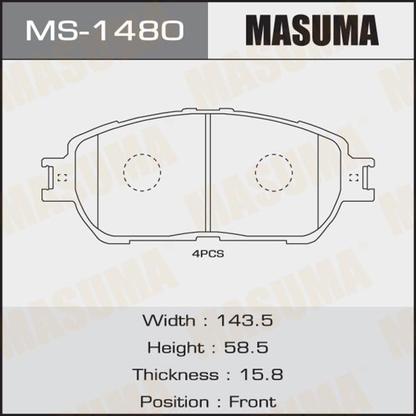 Quality MS-1480N MASUMA Auto Spare part Quick Stop brake pads set 04465-33270 XZU308 for sale