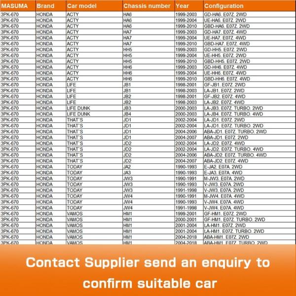 Quality Year 2004-2018 3PK-670 MASUMA Car Accessories Transmission Parts v belt for for sale