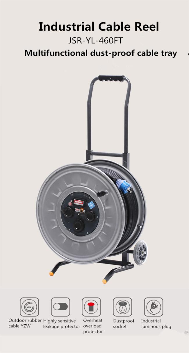 Multifunctional Dustproof  sockets rubber Cable Reel, extension cord reel drum cable tray 80m,100m