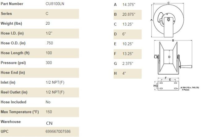 100フィートの庭サービス トラック ケーブル巻き枠ライト産業手動クランクのホースの巻き枠