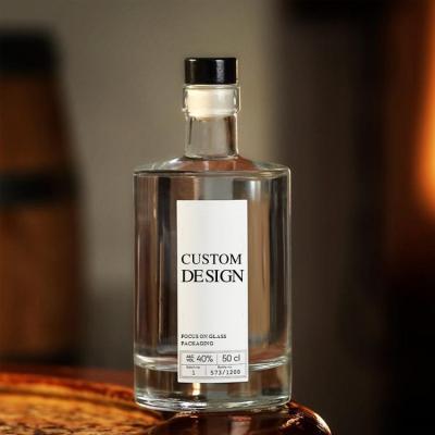 China OEM/ODM Acceptable Glass Bottle for Spirits 500ml 750ml Rum Vodka Whiskey Gin Bottle for sale