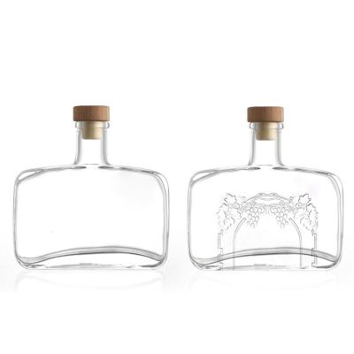 Engraved Clear 360ml 500ml Gin Rum Vodka Wine Liquor Glass Bottle with Acceptable Logo