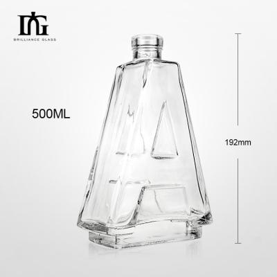 China Carbonated Drinks Fancy 500ml Glass Bottle A Shape Square with Acceptable Logo Print for sale