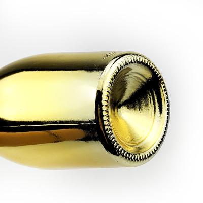 Cina 750 ml di bottiglia di vetro di champagne di colore oro con sughero per bevande industriali in vendita