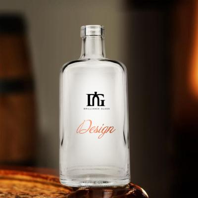 China Fancy 700ml Glass Bottle for Vodka and Tequila Classic Alcoholic Bottles for sale