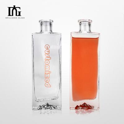 China Offset Printing 500ml Clear Glass Beverage Bottles with Thick Bottom and Cork Stopper for sale