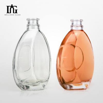 China Cap Type Cork Screw Both Liquors Beverage 500ml 750ml Special Shape Clear Glass Bottle for sale
