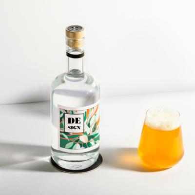 China Customized Liquors and Beverages Glass Round Vodka Empty Wine Bottle 700ml 750ml 500ml for sale