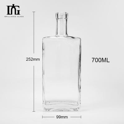 China Engraved Glass Bottle for Custom 700ml Gin Rum Empty 700ml 750ml Vodka Whiskey Brandy for sale