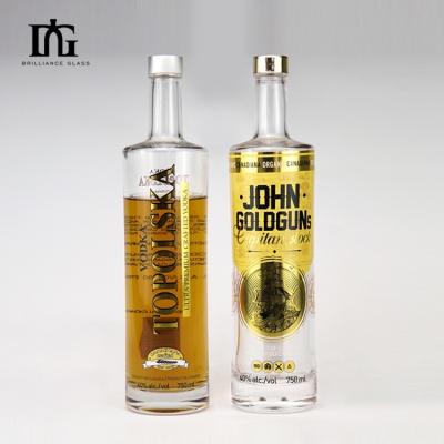 中国 ジン・ウォッカ・ラム・ウイスキー・ブランデー印刷用 オーダーメイド 750ml スーパー・フリントガラスボトル 販売のため