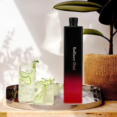 China 700ml 750ml 1000ml Custom Square Shape Glass Bottle for Gin Rum Vodka Brandy Alcohol Wine for sale