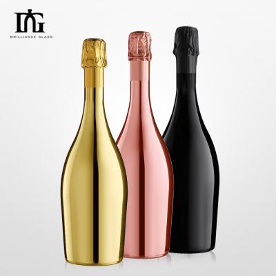 China 750ml Gold Wine Electroplated Champagne Glass Bottle for Spirits Botellas De Vidrio for sale