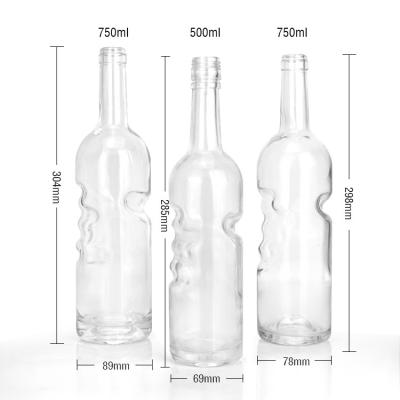 中国 500ml/750ml レッドワイン ボトル 天使の手 飲料や果汁のための特殊形ガラス 販売のため