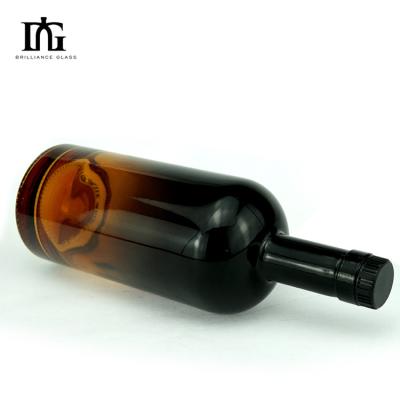 Cina Bottiglie di vetro trasparenti da vino nero ambra 375 ml 500 ml 750 ml 700 ml Tipo di tenuta CORK in vendita