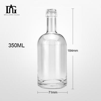 China OEM/ODM Acceptabel Duidelijke drankfles met schroefdeksel 350 ml Decal Glas Vodka Fles Te koop