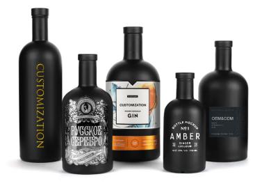 中国 マットブラック 200ml 375ml 500ml 750ml ラウンド・フリントガラスボトル 販売のため