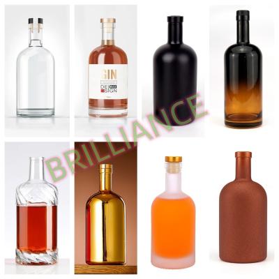 Cina Tipo di tenuta CORK 100ml 200ml 375ml 500ml 750ml Bottiglia in vetro bianco nero opaco per gin in vendita