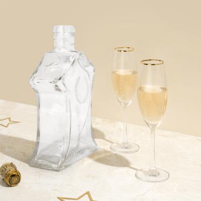 China Lichaammateriaal Glas Custom Luxe Gin Whiskey Vodka 500ml 700ml 750ml 1L Fles Met Kork Te koop