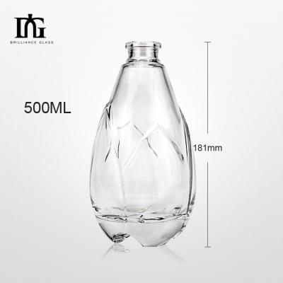 China Collar de vidro Flat Shoulder Tequila Liquor Bottle com rolha e tampa de parafuso em branco à venda