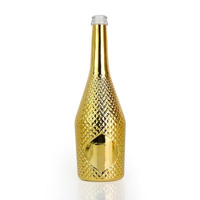 Cina 500 ml 750 ml Bottiglia di vino elettroplata in oro con materiale di base di sughero di tenuta in vendita