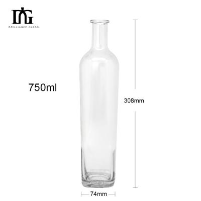China Brilliance biedt 700 ml 750 ml lege wijn Whisky glasfles met verschillende capaciteit Te koop