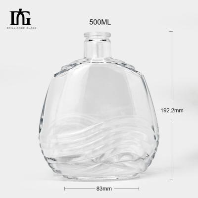 China Gin Rum Vodka Wijn Liquor Glasfles met Caps Top Fashion Transparante Helder 360 ml 500 ml Te koop