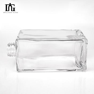 China Collar Material Glass Hot Stamping Label 500ml 700ml Clear Glass Bottle with Cork for sale