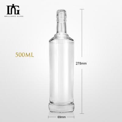 China Hot Stamping Label Craft Whiskey Bottle Custom Glass Bottle 500ml with Engraved Logo for sale