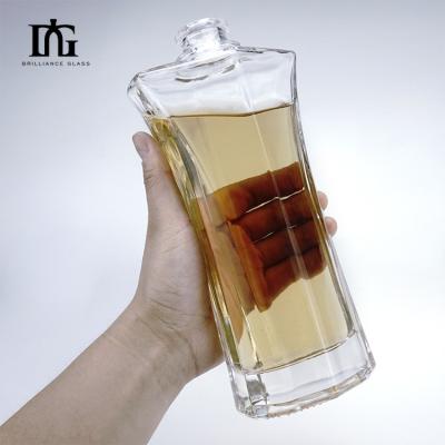 China 500ml/700ml/750ml Capacity Glass Wine Bottle Flat Shape for Whiskey for sale