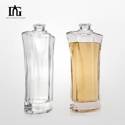 China 500ml/700ml/750ml Capacity Glass Wine Bottle Flat Shape for Whiskey for sale