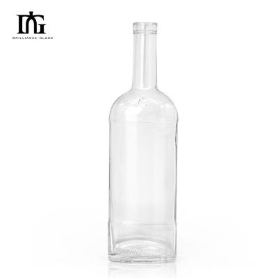 Cina Collare di vetro 750ml 700ml 500ml Bottiglia rotonda di vino per liquori Disegno personalizzato Accettabile in vendita