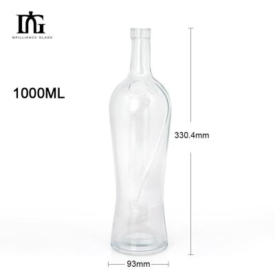 China 750 ml glazen wijnfles voor gedistilleerde dranken Whisky kraag Materiaal glas dop type kurk schroef beide Te koop