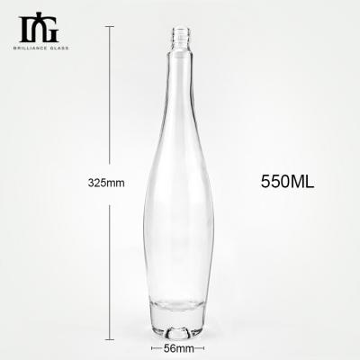 China Custom Logo Transparent Glass 550ml Wine Bottle for Champagne/Whisky/Vodka/Liquor for sale