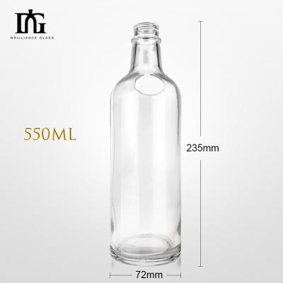Cina Gravatura Bottiglia rotonda di vetro trasparente per whisky Gin Vodka Alcolici Spiriti Ghiaccio Vino 750 ml in vendita