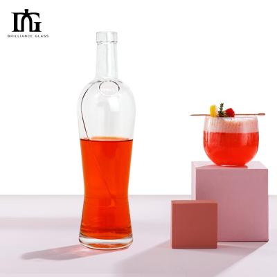 China 500ml Electroplated Vodka Brandy Glass Water Bottle with Cork and Screw Cap Seal for sale