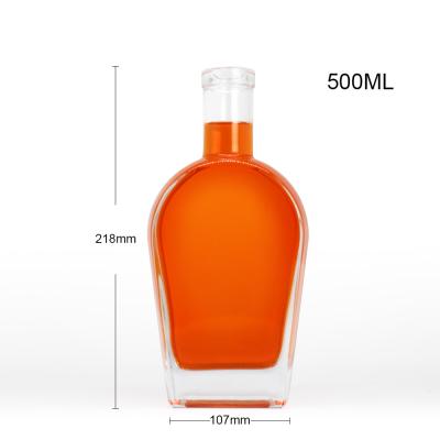 China Whisky Liquor Gin Rum Vodka Garrafa de vidro com rolha de vidro 450ml 700ml 750ml Material do colarinho à venda