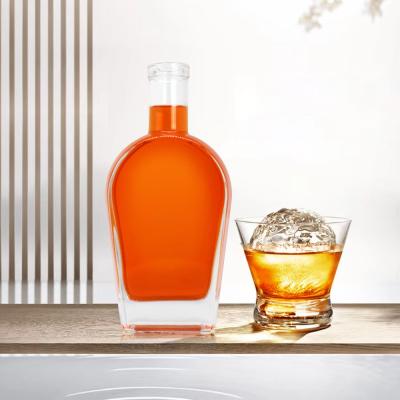 Cina Whisky Liquor Gin Rum Vodka Bottiglia di vetro con tappo di vetro 450ml 700ml 750ml Materiale del colletto in vendita