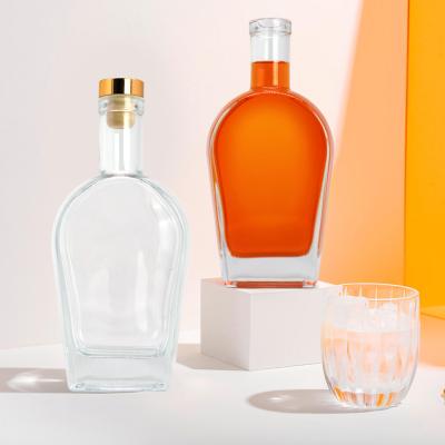 Cina Whisky Liquor Gin Rum Vodka Bottiglia di vetro con tappo di vetro 450ml 700ml 750ml Materiale del colletto in vendita