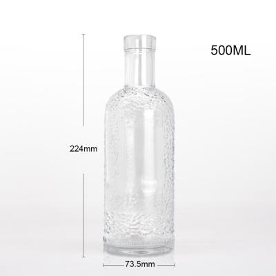 Cina Acid Etch Surface Handling Glass Bottle for Beverages 750 ml Capacità e trasparente in vendita