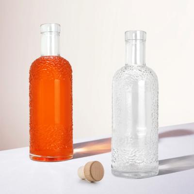 Cina Acid Etch Surface Handling Glass Bottle for Beverages 750 ml Capacità e trasparente in vendita