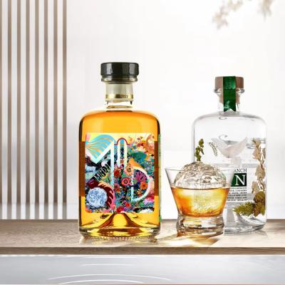 Cina 375 ml Bottiglia di tequila trasparente rotonda vuota Super Flint Glass in vendita